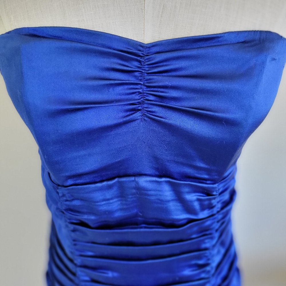 Royal Blue Express Strapless Ruched Cocktail Dress - Gem